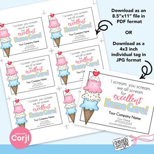 EDITABLE - I Scream, You Scream - Ice Cream Cone Business Referral Gift ...
