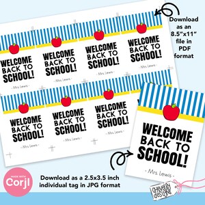 EDITABLE Back to School Gift Tag - Welcome Students or Teachers Gift ...