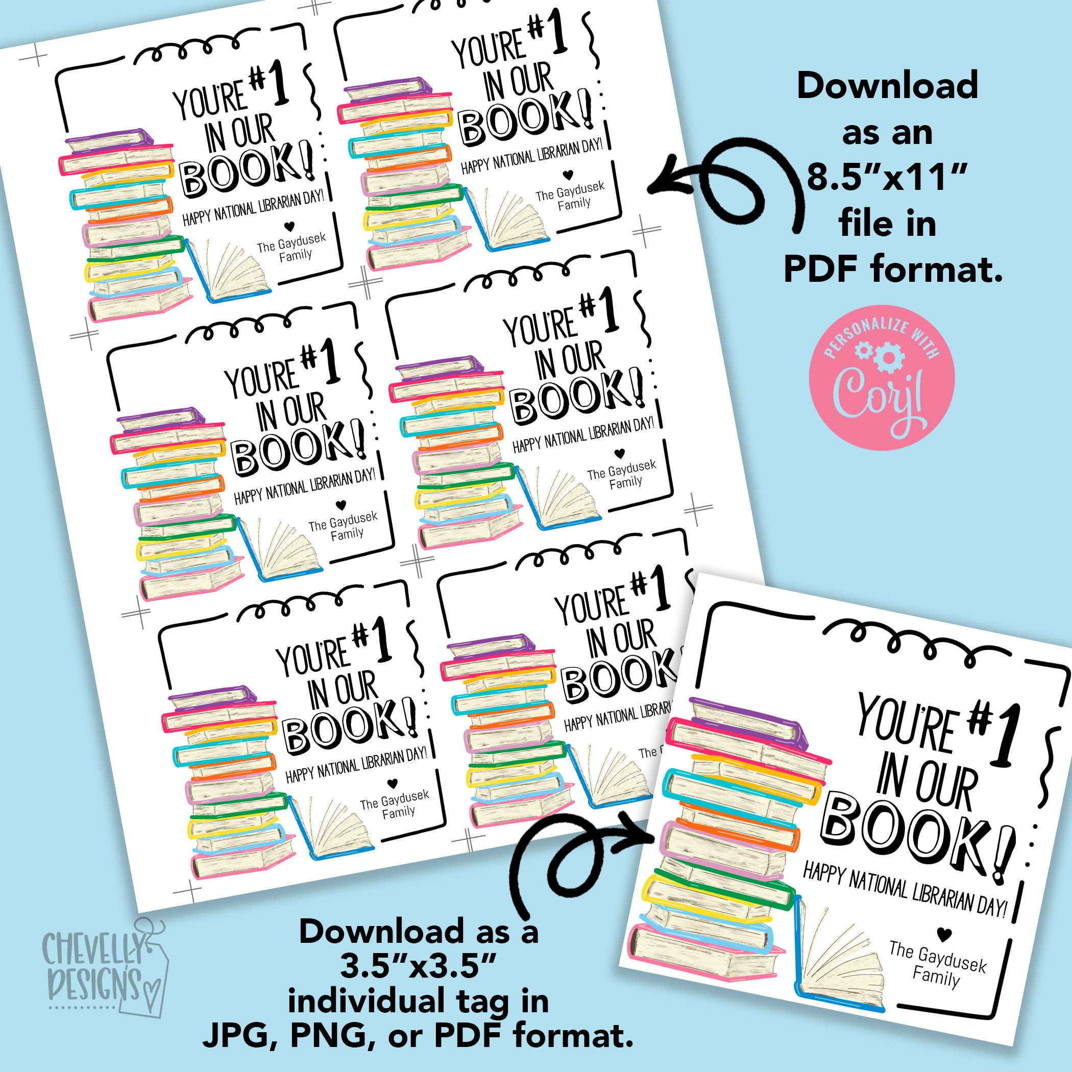 Editable - You're Number 1 in Our Book - Librarian Appreciation Gift ...