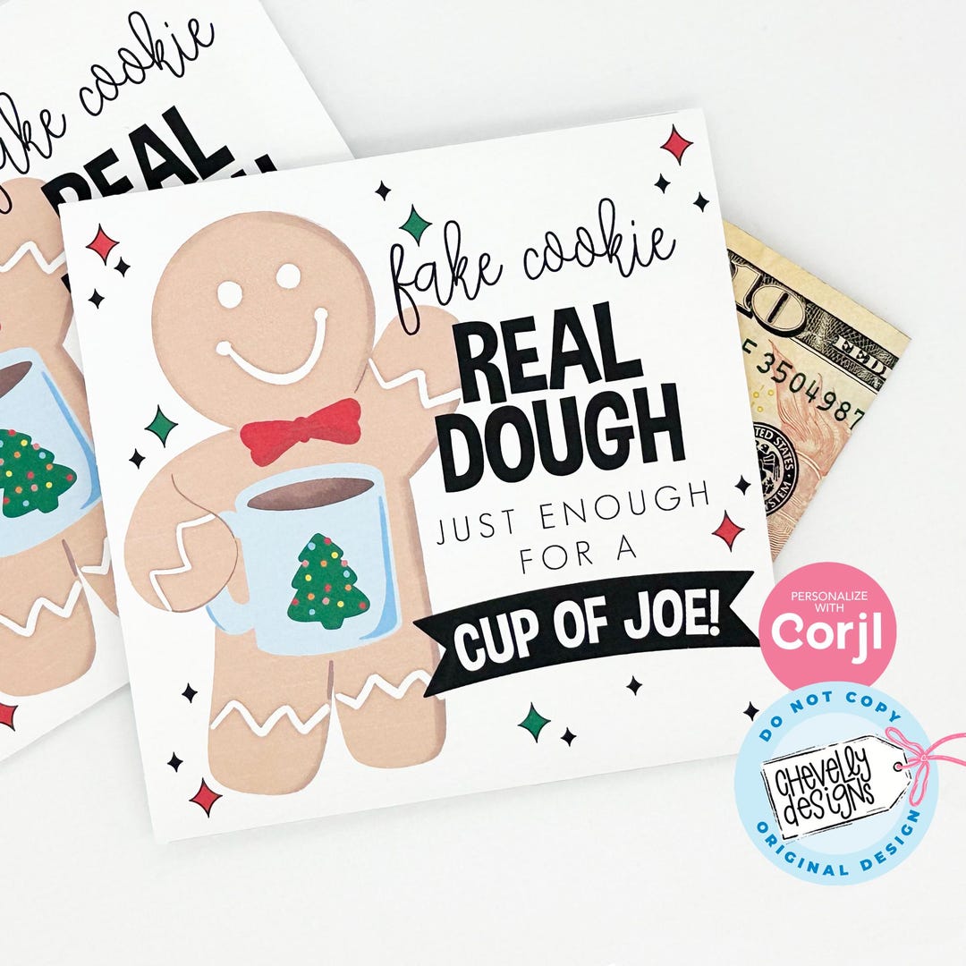 EDITABLE - Christmas Cash Gift Holder - Fake Cookie Real Dough Just ...