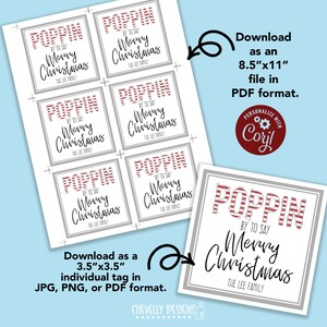 Editable - Poppin by to Say Merry Christmas - Gift Tags for Popcorn ...