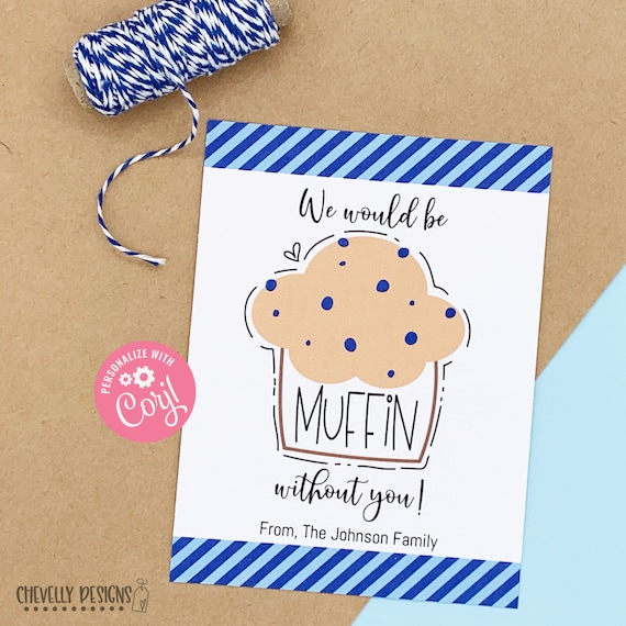 Editable MUFFIN Appreciation Gift Tags Printable Digital | Etsy