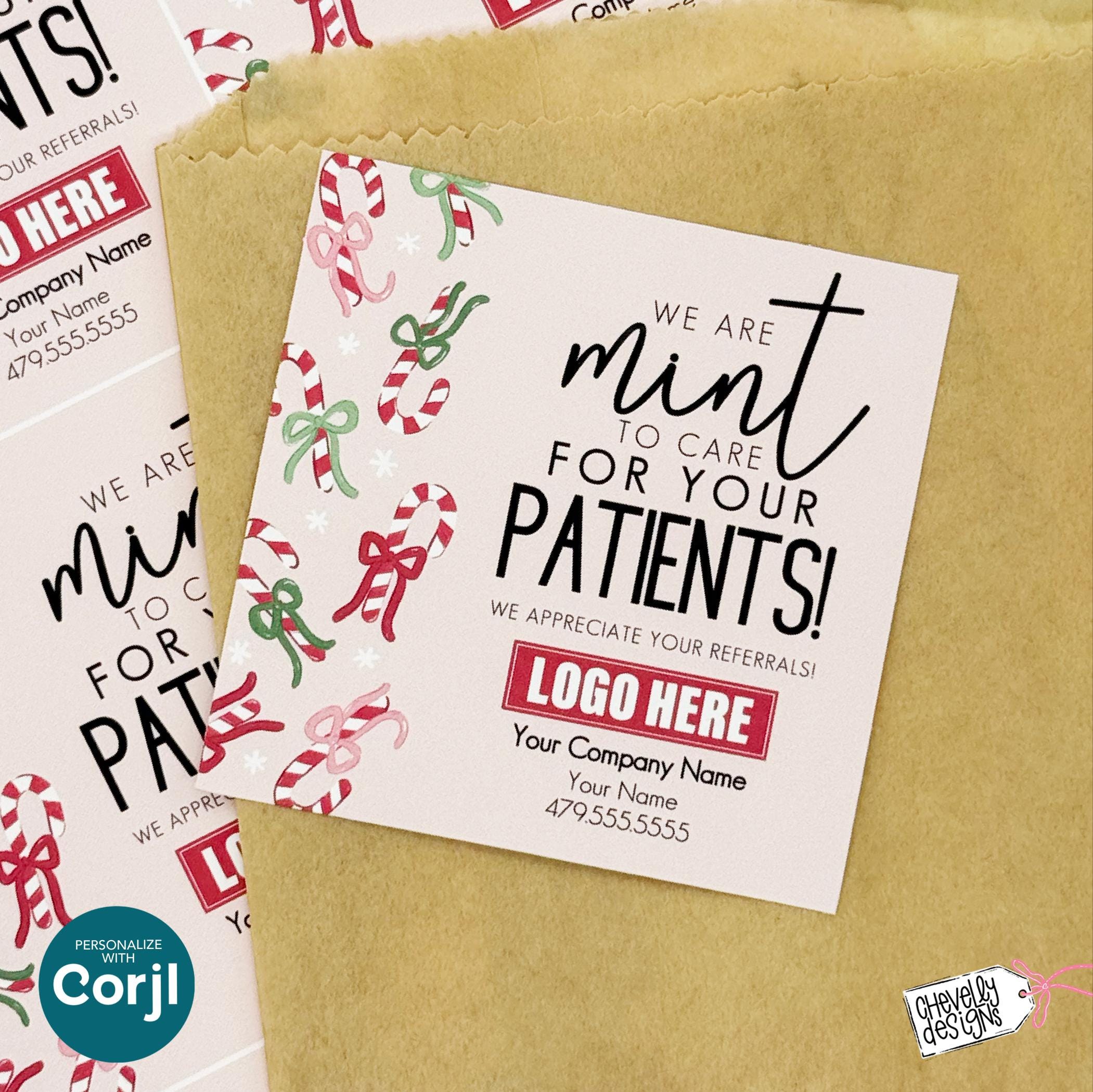 Editable Christmas Referral Gift Tag: Candy Cane, Holiday Patient Care ...