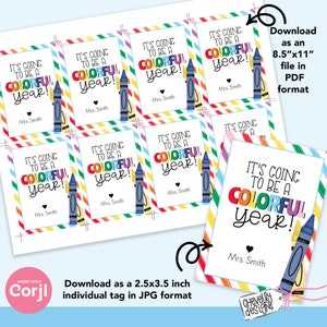 EDITABLE Back to School Gift Tag - It's Going to Be a Colorful Year ...