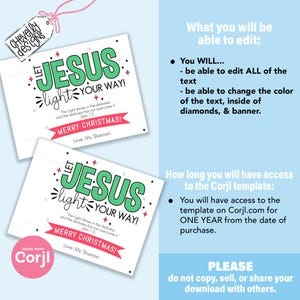 EDITABLE - Glow Stick Gift Tags - Let Jesus Light Your Way Christmas ...