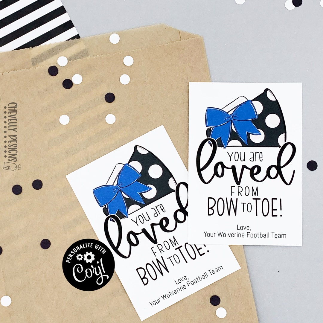 Editable Gift Tags for Cheerleaders Royal Blue and Black Cheer Bow ...