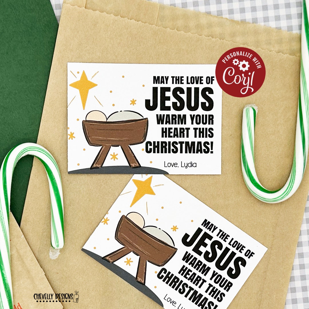 EDITABLE - Love of Jesus Warm Your Heart - Christmas Nativity Gift Tags ...