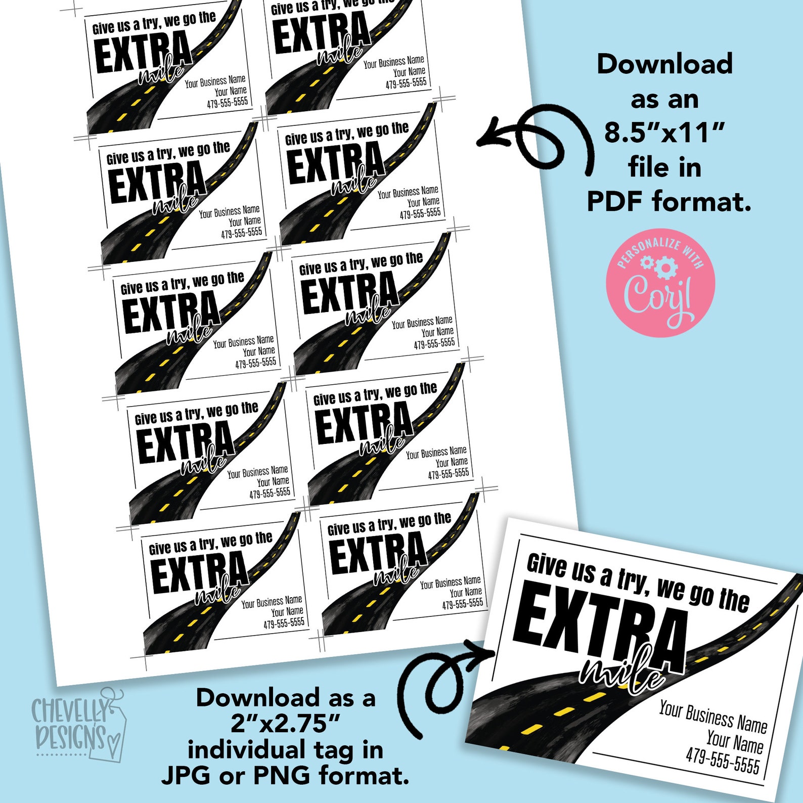 Editable We Go the Extra Mile Gum Gift Tags Business - Etsy