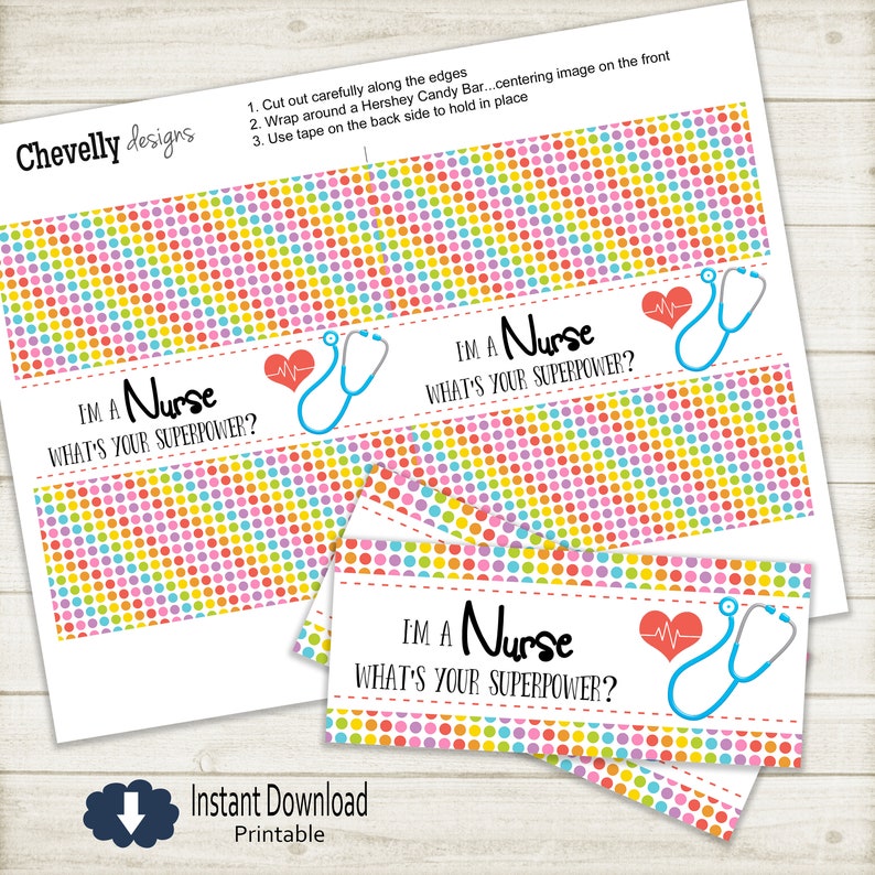 Nurse Appreciation Candy Bar Wrappers DIY Party Favor - Etsy