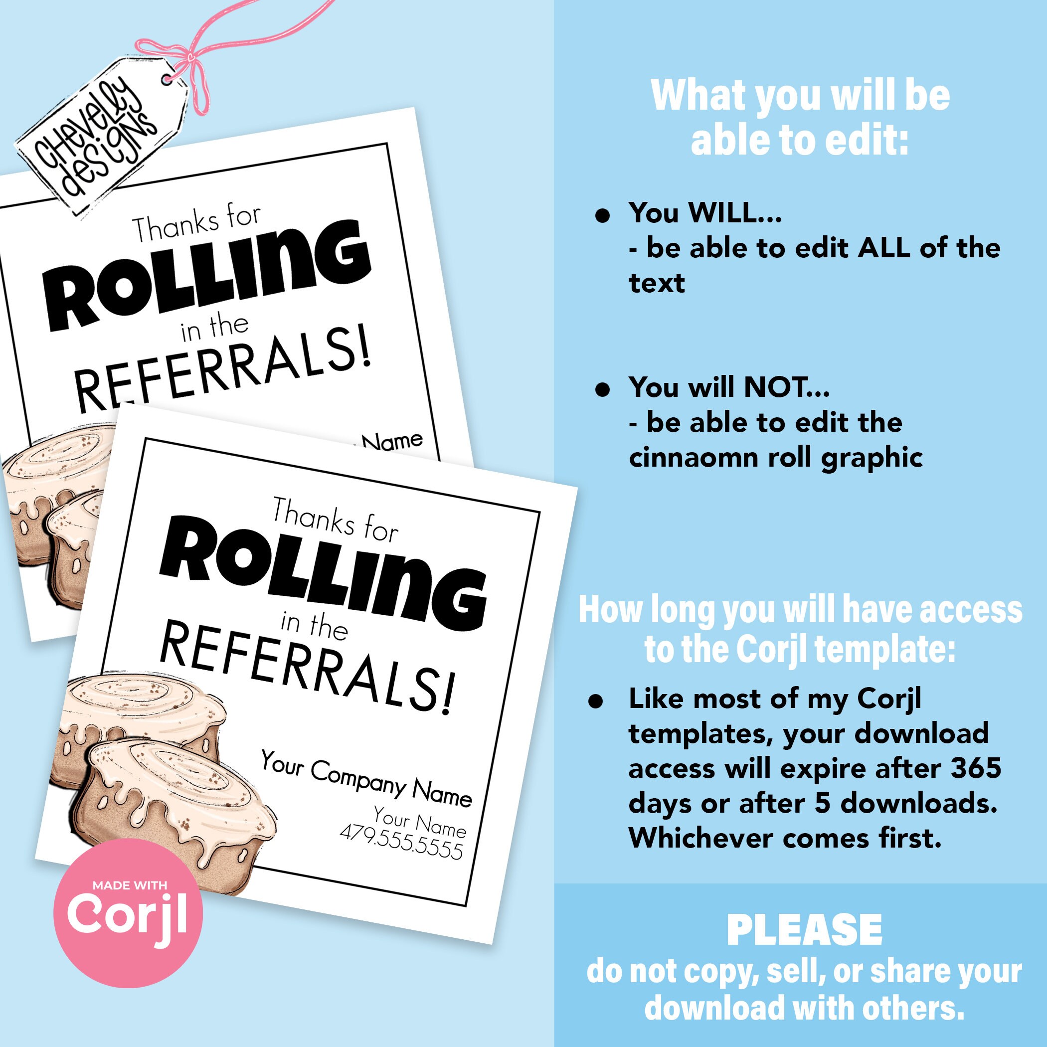 EDITABLE - Thanks for Rolling in the Referrals - Cinnamon Roll ...