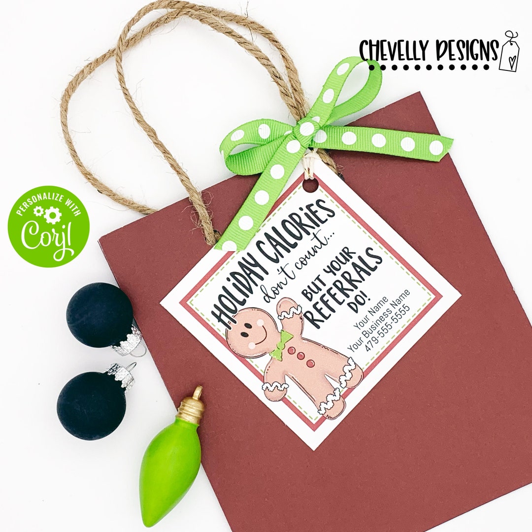 Editable - Gingerbread Man Christmas Referral Gift Tags - Printable ...