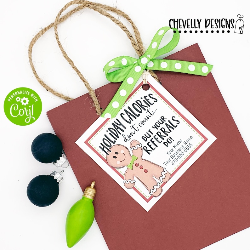Editable Gingerbread Man Christmas Referral Gift Tags - Etsy