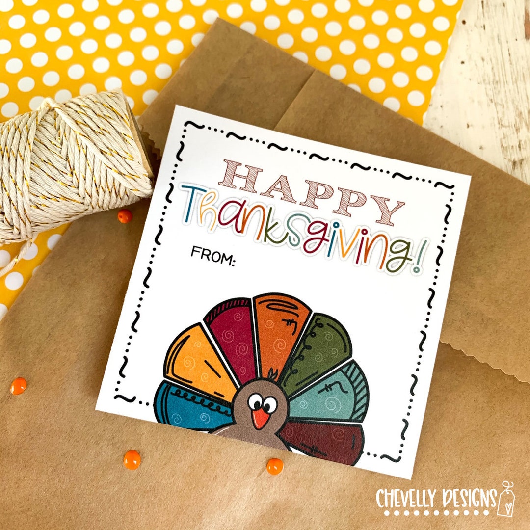 Happy Thanksgiving Gift Tag Printable Digital File Turkey HT085 Instant ...