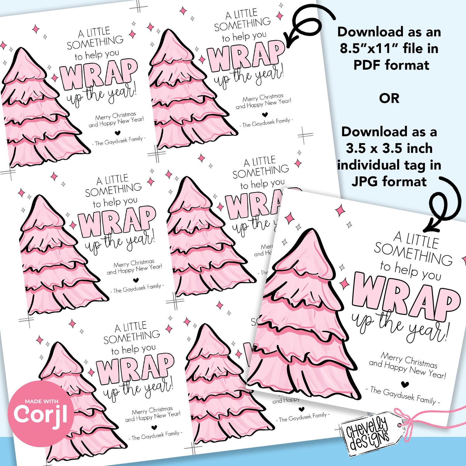 EDITABLE - Wrap up the Year - Pink Christmas Gift Tags for Wrapping ...