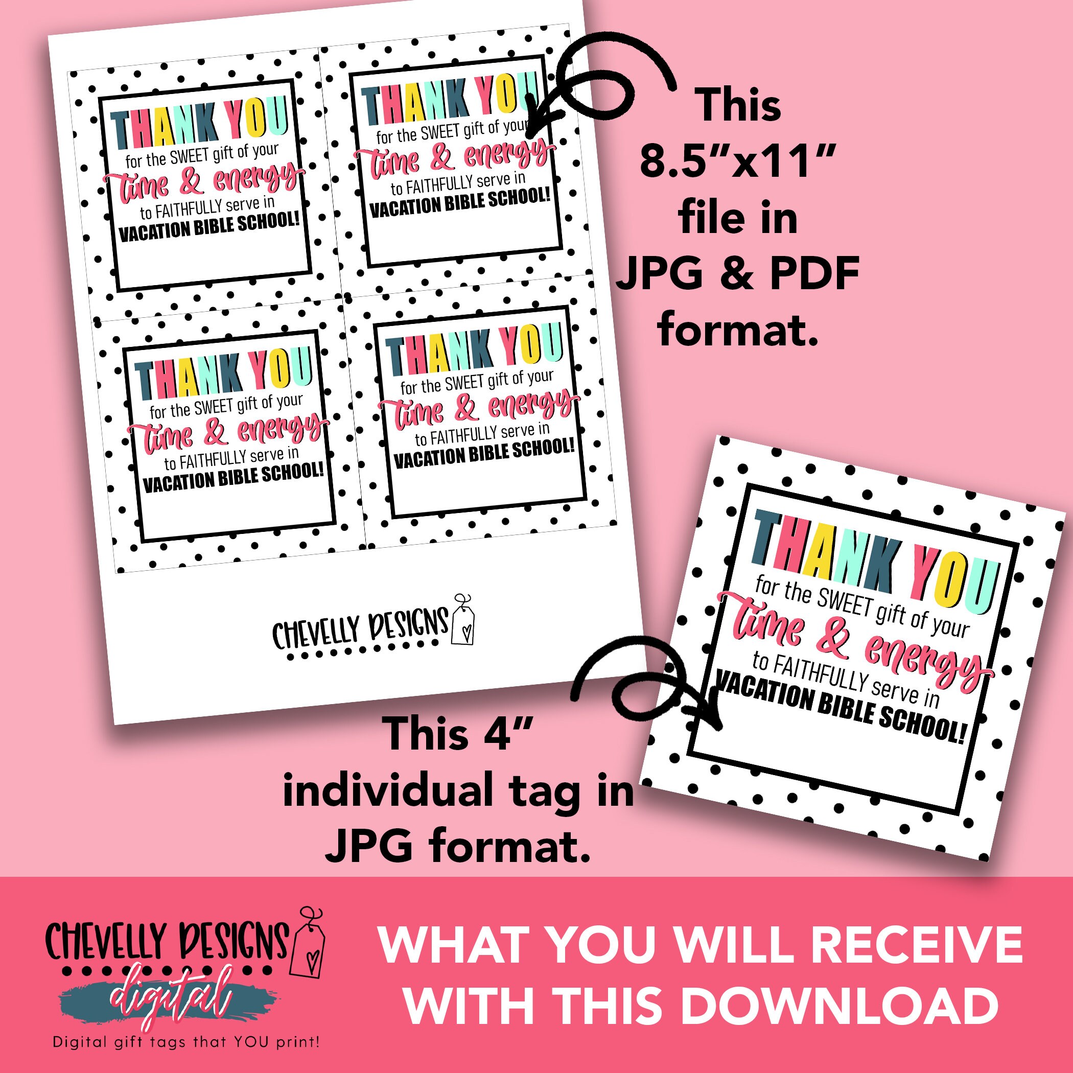 Printable Vacation Bible School Worker Appreciation Gift Tags - Etsy