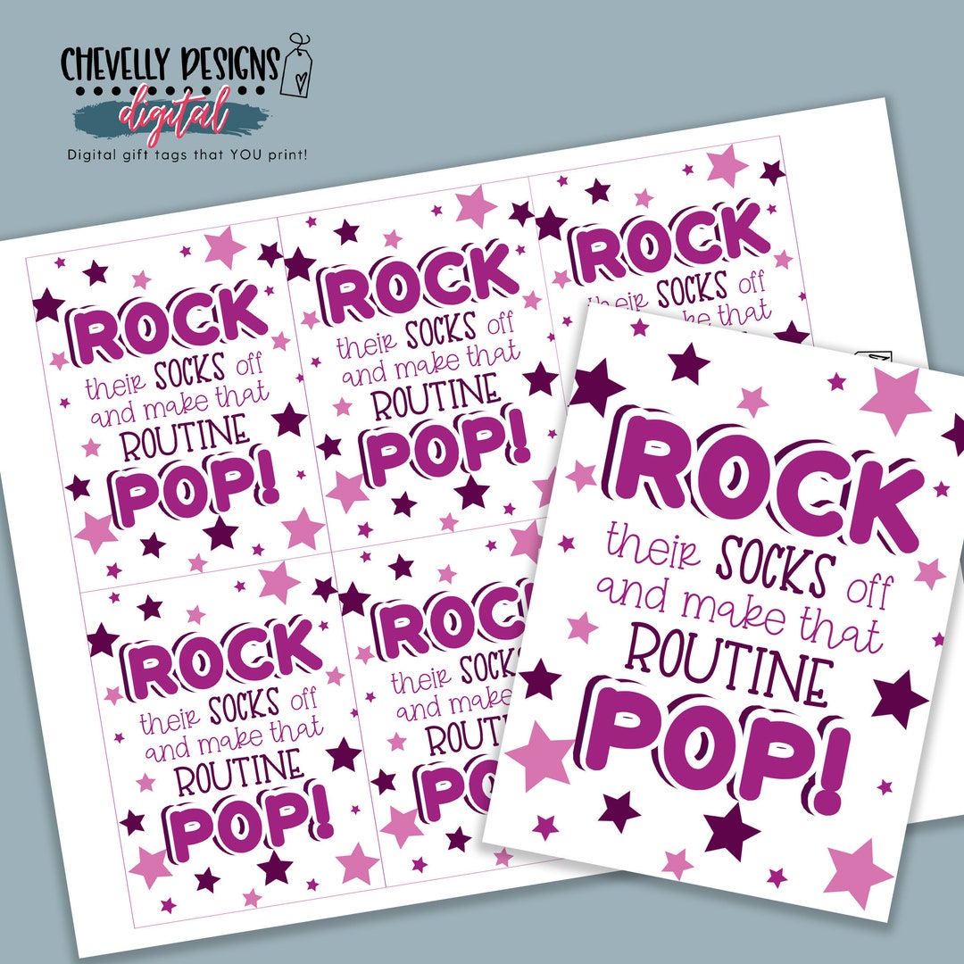 Printable Cheer Gift Tags - Rock Their Socks Off, Make That Routine Pop ...