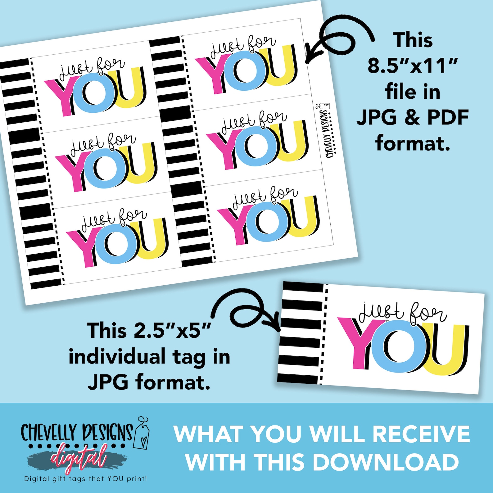 Printable Just for You Gift Tags DIGITAL FILE HT279 - Etsy