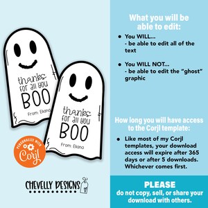 EDITABLE - Thanks for All You BOO Ghost Gift Tags for Halloween ...
