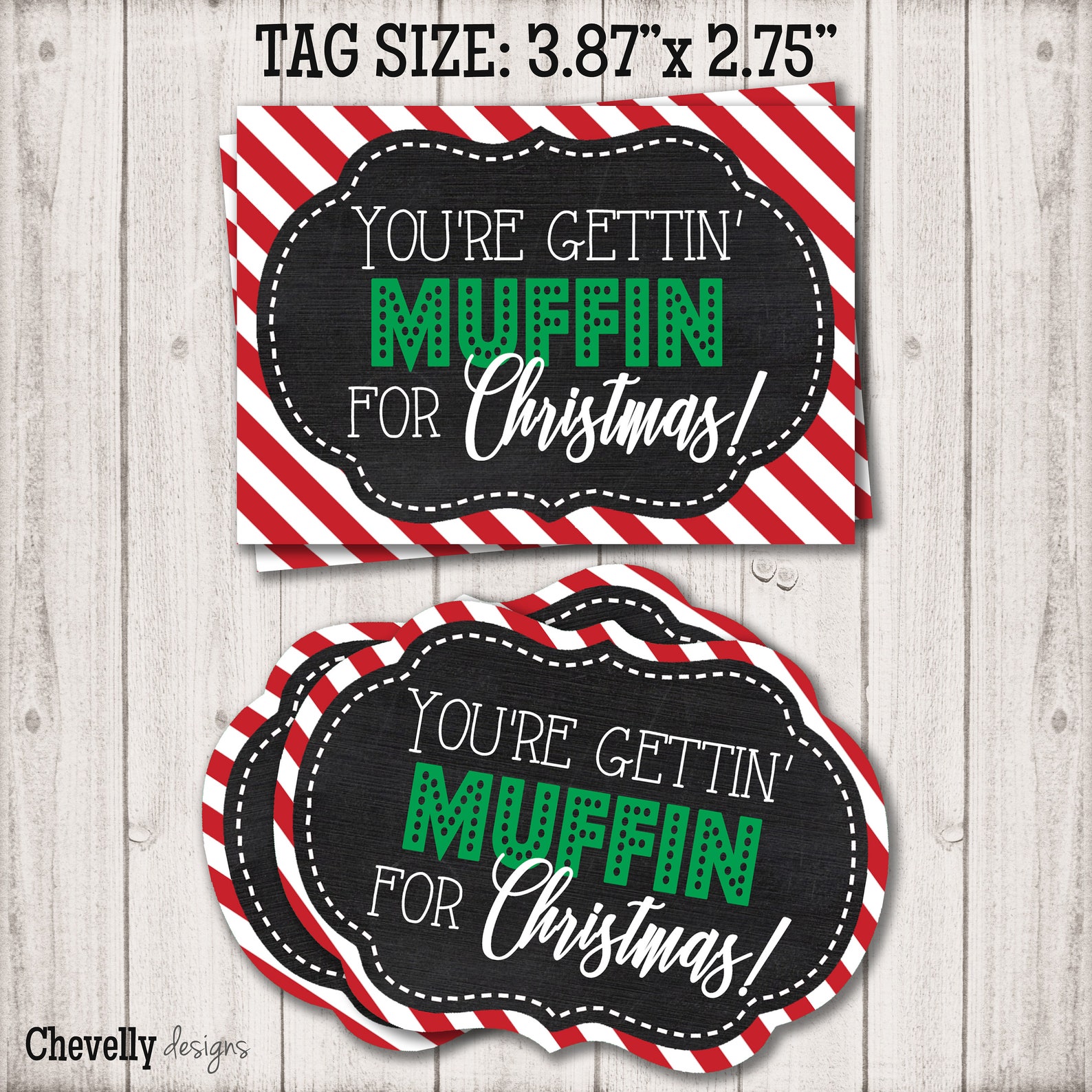 Christmas MUFFIN Gift Tag - XMAS011 - Printable, Holiday, Teacher ...