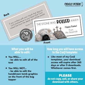 EDITABLE - the Stone Was Rolled Away - Easter Treat Bag Toppers ...