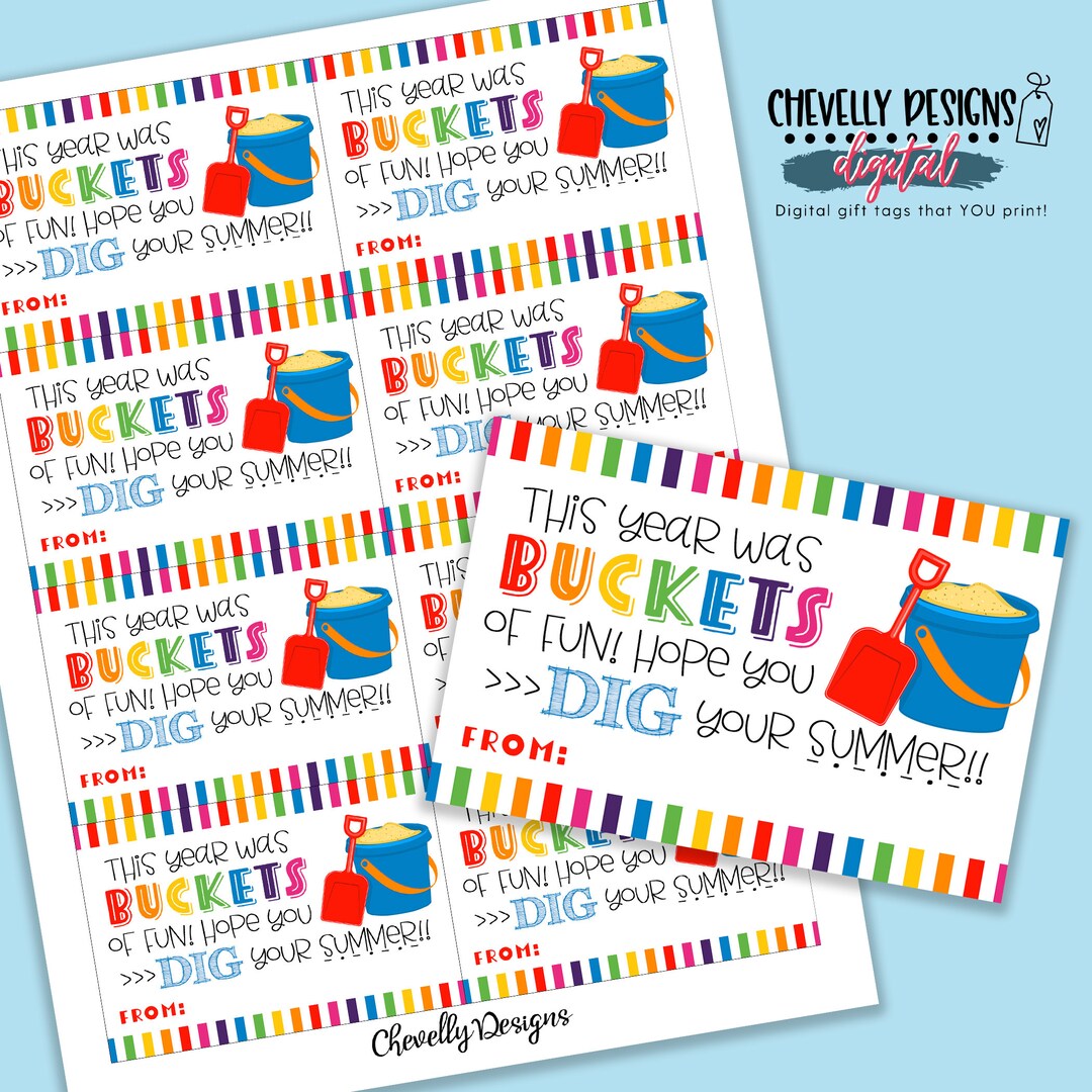 Buckets of Fun Gift Tags |printable Dgital File | End of the Year ...