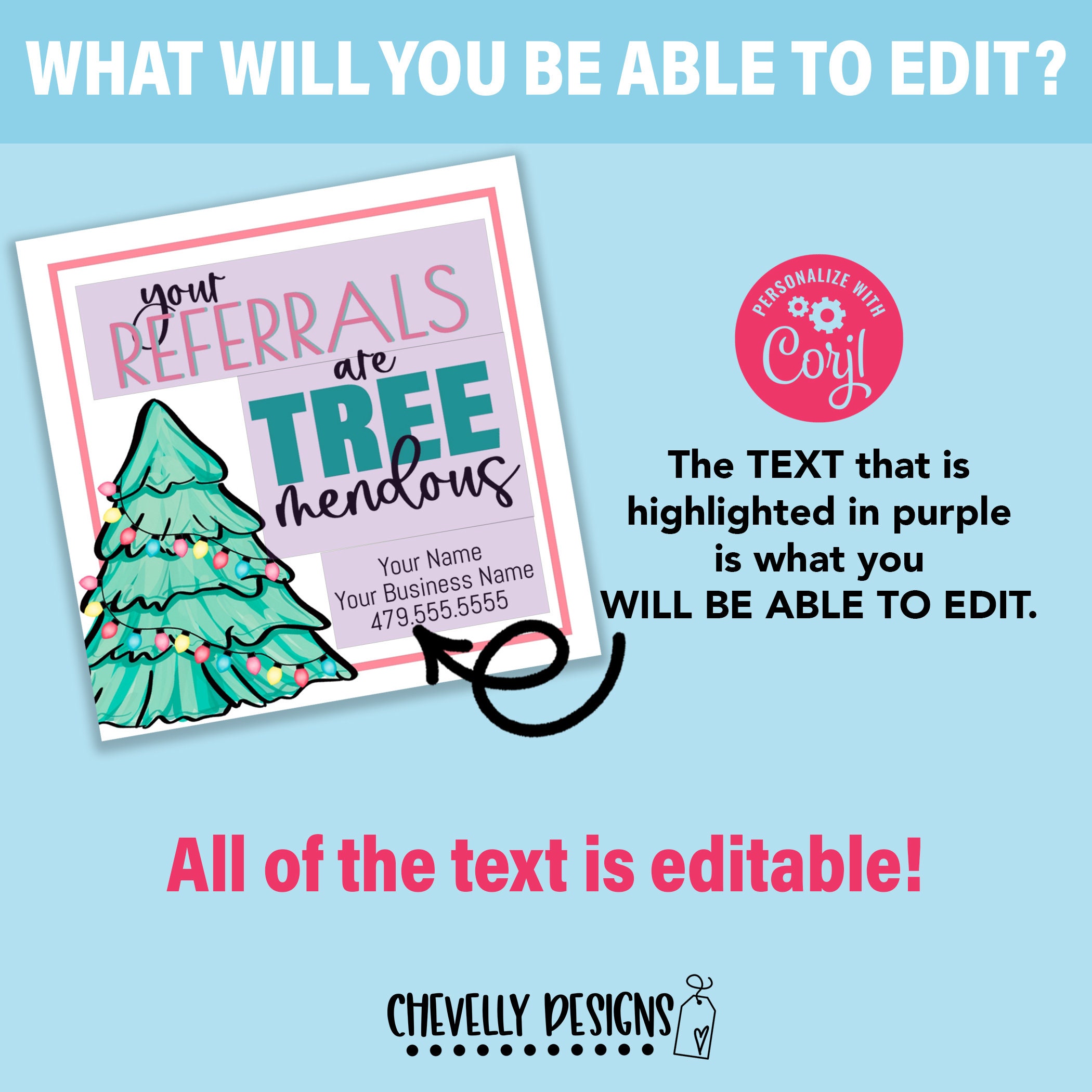 Editable - Your Referrals Are Tree-mendous - Printable Digital File ...