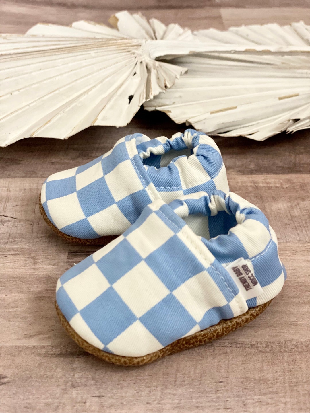 BUY 2, GET 1 FREE: Handmade Baby Moccasins - Checkered Print Slippers ...