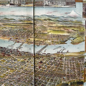 Antique Map of Portland Oregon Ceramic Tile Mural Unique | Etsy