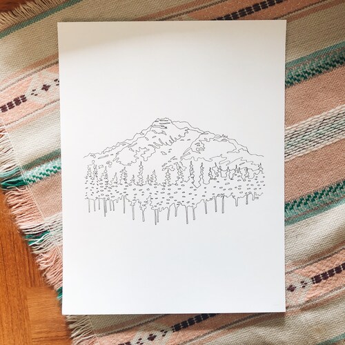 Minimalist Mountain Line Art Print Printable Wall Art | Etsy