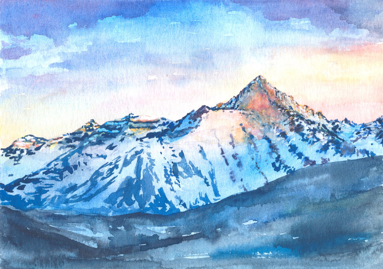 Colorado Rocky Mountain Watercolor Print Sneffels Range | Etsy