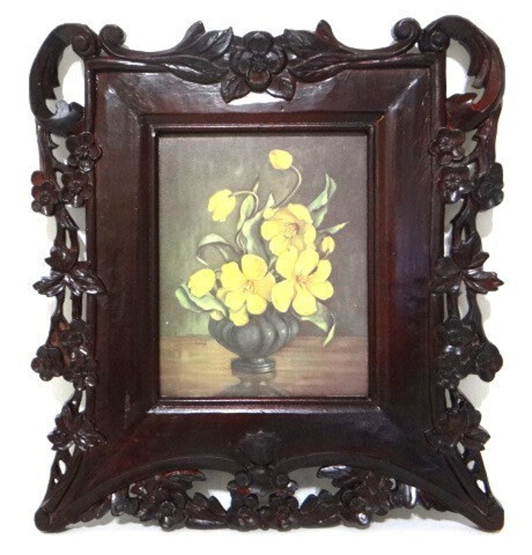 Large 8x10 Folk Art 17-inch Frame Gothic Carved Wood Frame Ornate ...