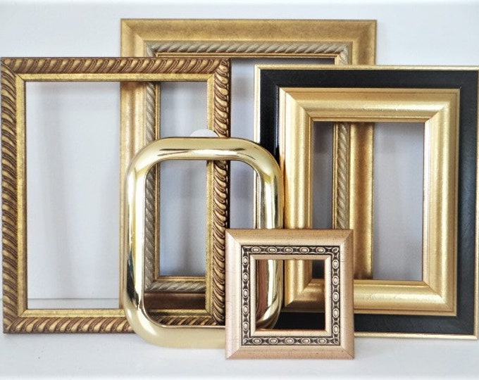5 Gold Frames Ornate Rectangle Frames Wedding Photo Frames Hollywood ...