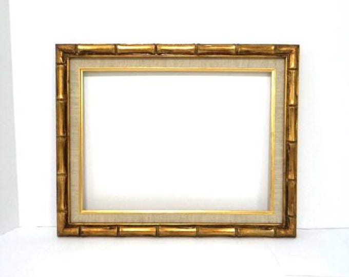 Vintage 12x16 Gold Gilded Bamboo Wood Frame 19-inch Midcentury Wood ...