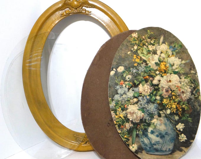 Antique Oval Frame 24-inch Wood Victorian Federal Eagle Frame Convex ...