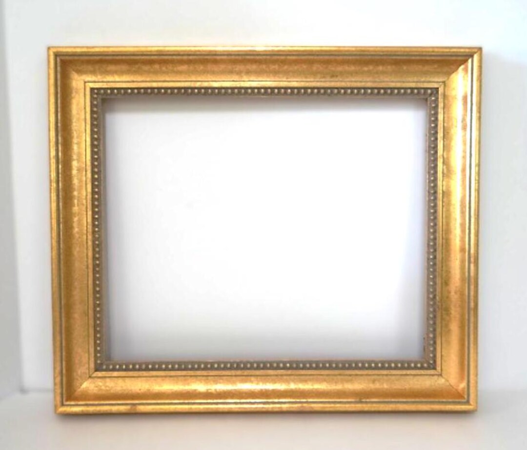 Gold Gilded 14x17 Wood Frame 21-inch Beaded Inside Trim Picture Frame ...