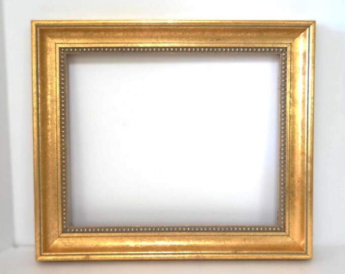Gold Gilded 14x17 Wood Frame 21-inch Beaded Inside Trim Picture Frame ...