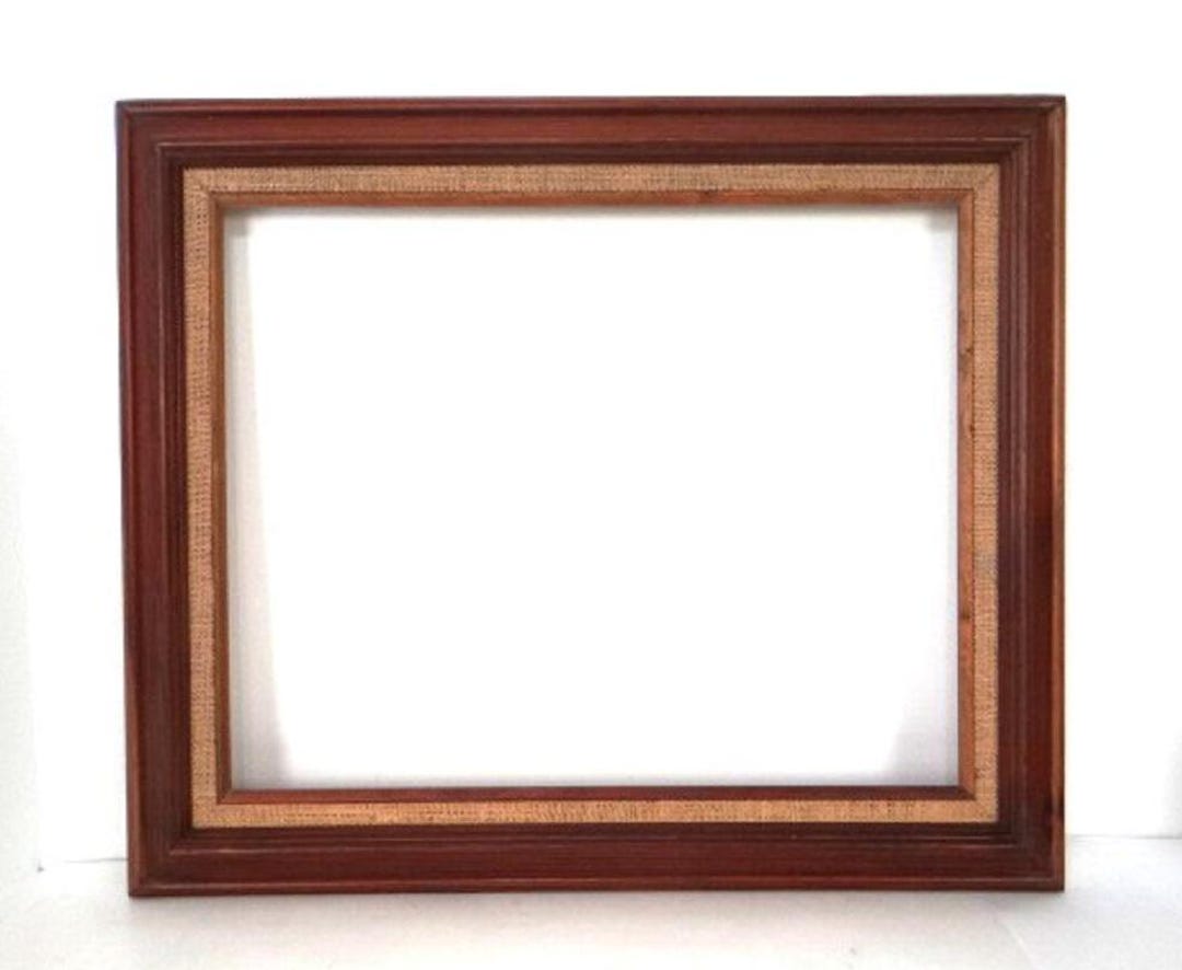 Vintage Wood 16x20 Frame 25-inch Burlap Midcentury Frame Picture ...