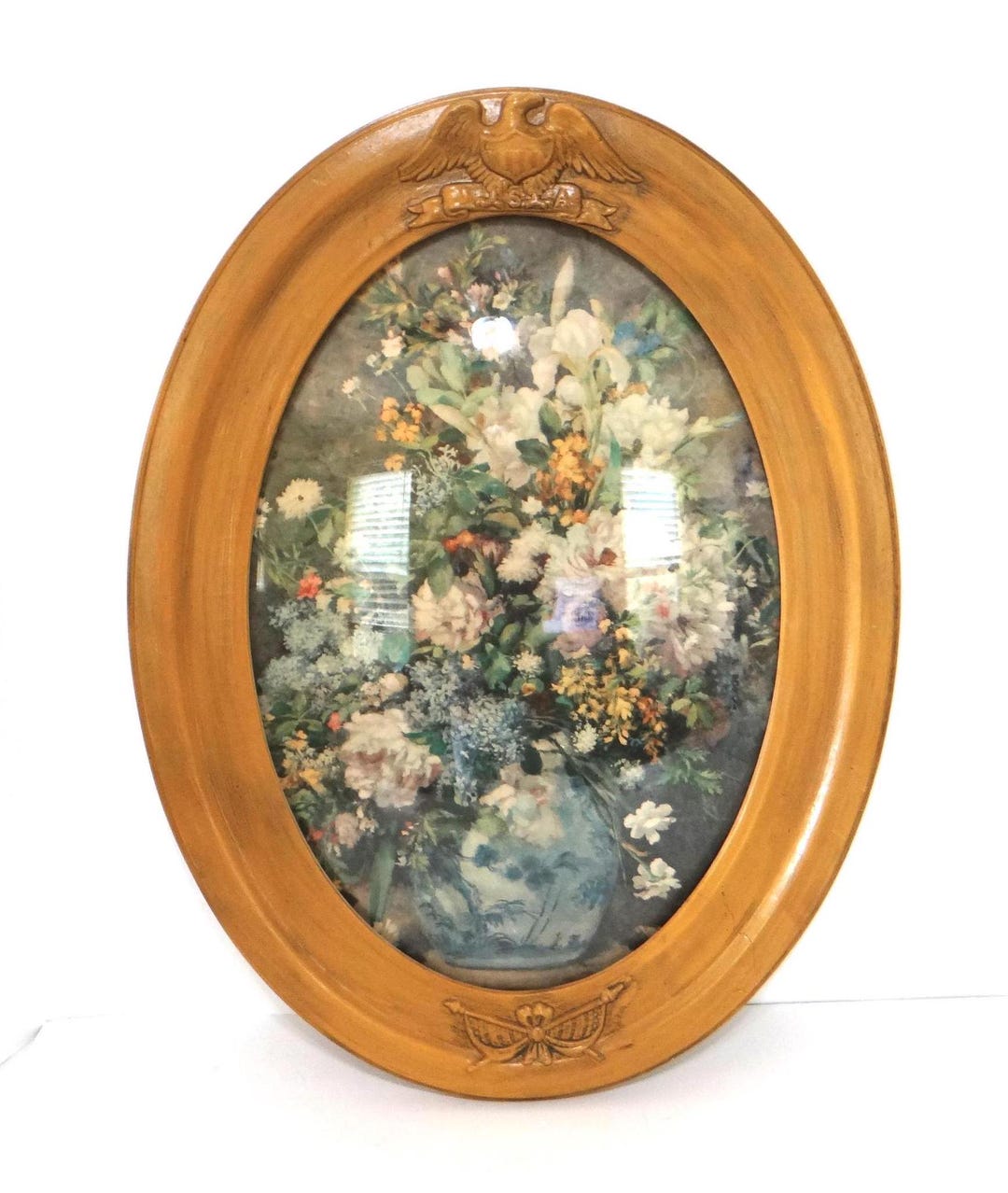 Antique Oval Frame 24-inch Wood Victorian Federal Eagle Frame Convex ...