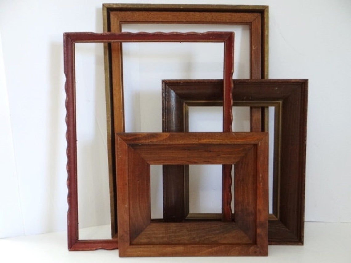 4 Vintage Wood Frames Rectangular Frames Ornate Photo Picture | Etsy