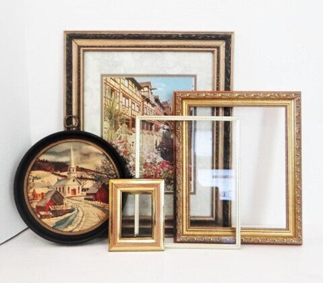 5 Gold Frames Ornate Rectangle Photo Wedding Frames Hollywood Regency ...