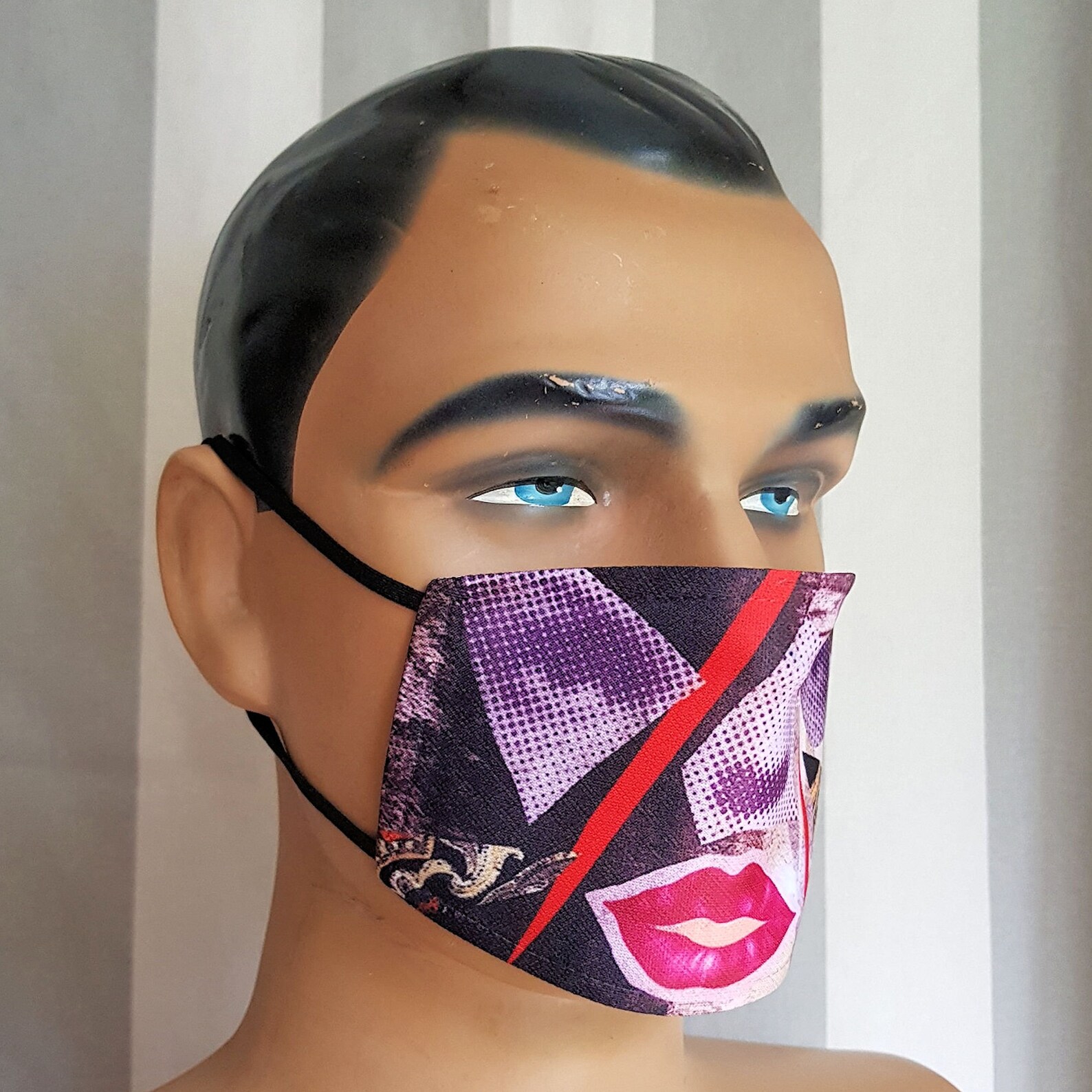 Face Mask Face Design Face Mask Red Lips Face Mask Punk | Etsy