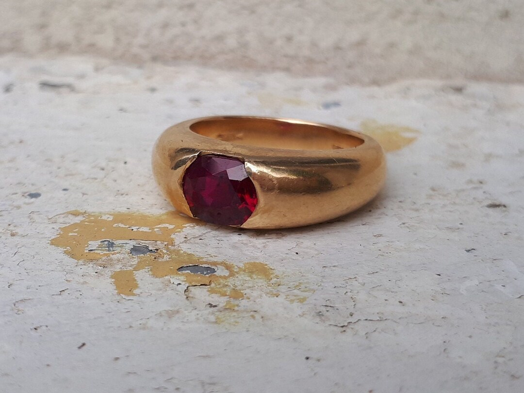 Antique 18ct Gold Ruby Ring - Etsy