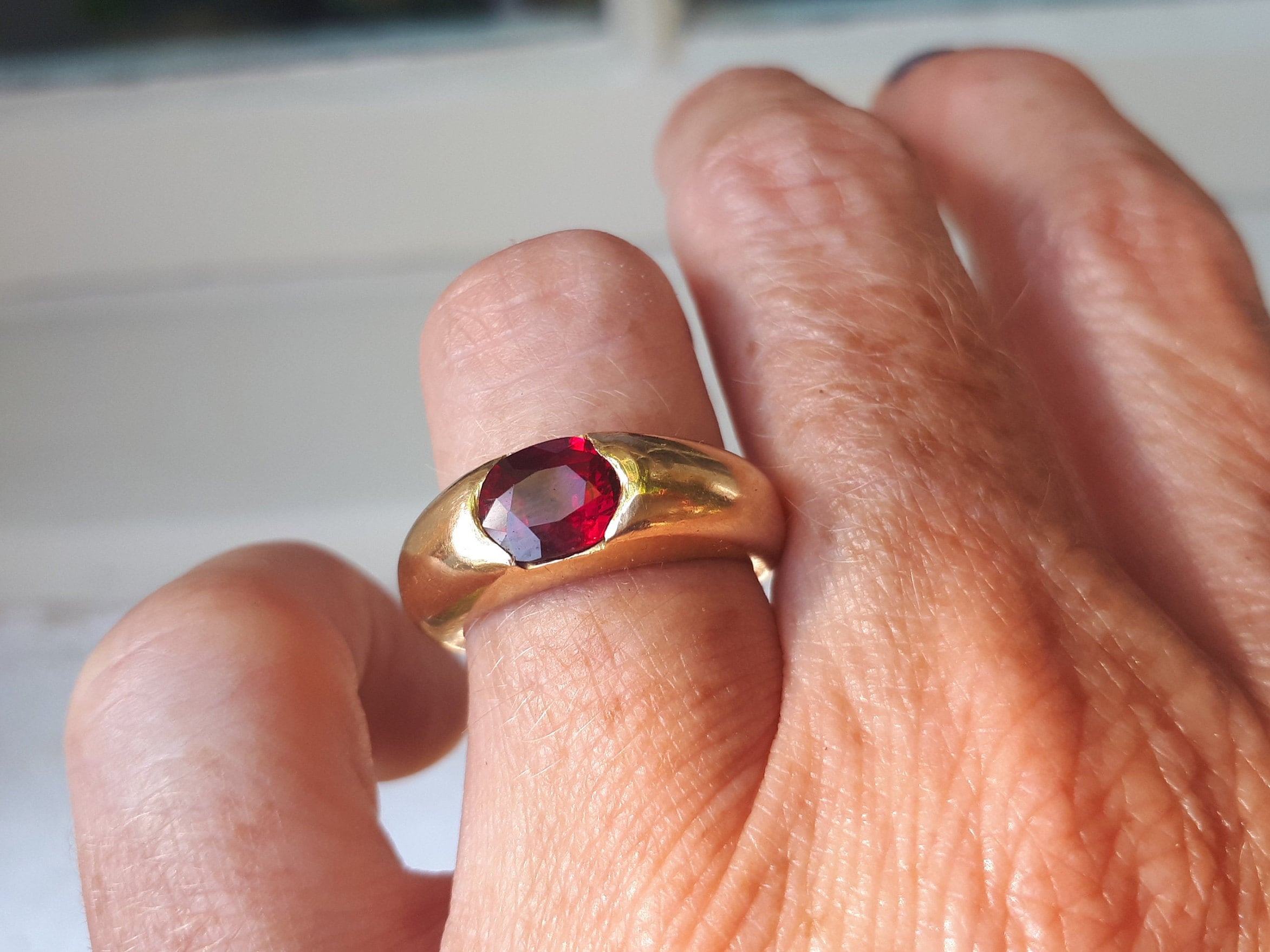 Antique 18ct Gold Ruby Ring - Etsy