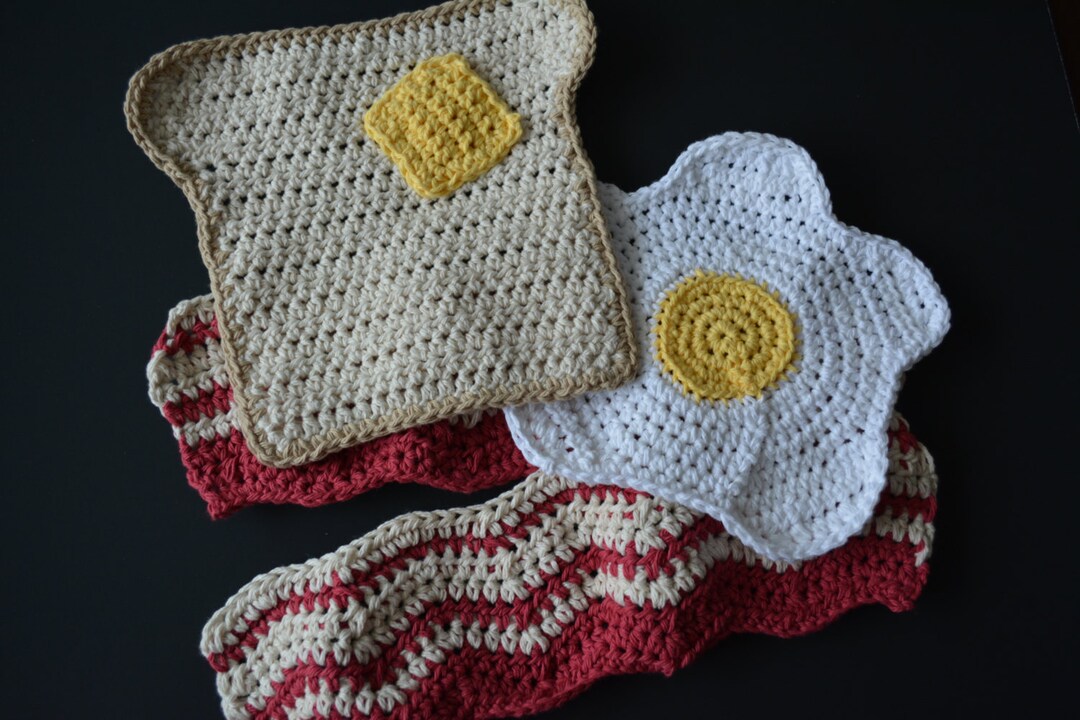 PATTERN Bacon Eggs and Toast Crochet - All 3 Available in One Download ...