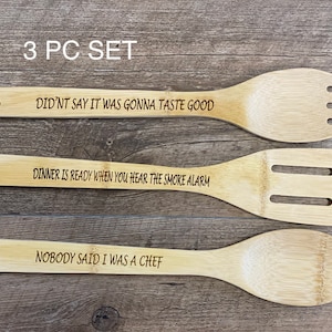Personalized Funny Wooden Spoon Set,custom Kitchen Spoons,funny Spoon ...