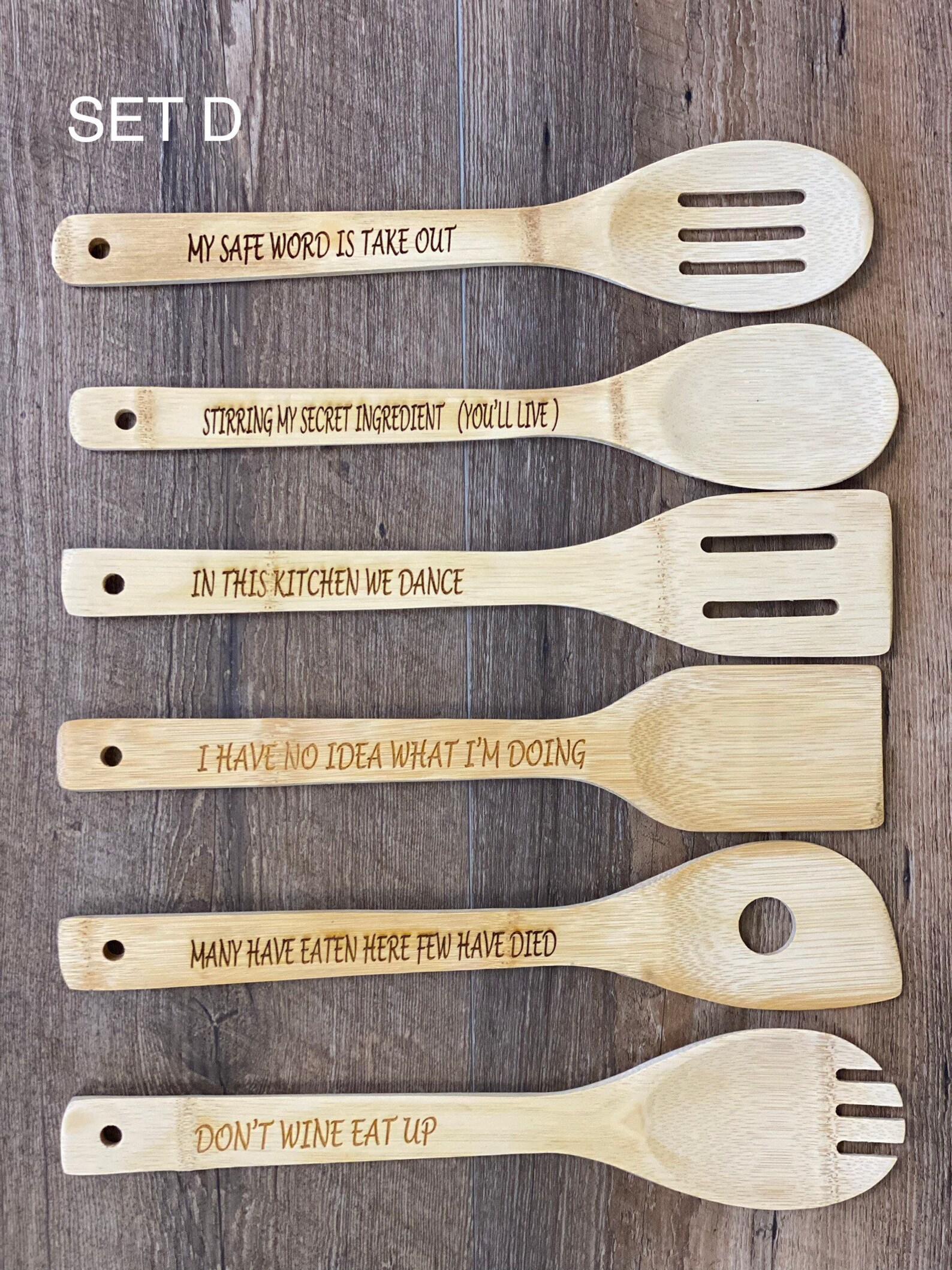 Personalized Funny Wooden Spoon Setcustom Kitchen - Etsy
