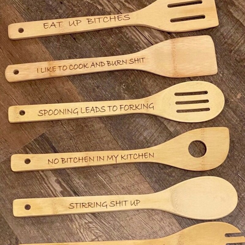 Wooden Utensils Set Funny - Etsy