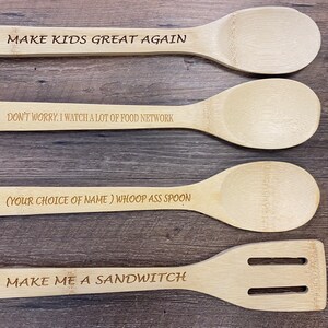 Personalized Funny Wooden Spoon Set,custom Kitchen Spoons,funny Spoon ...