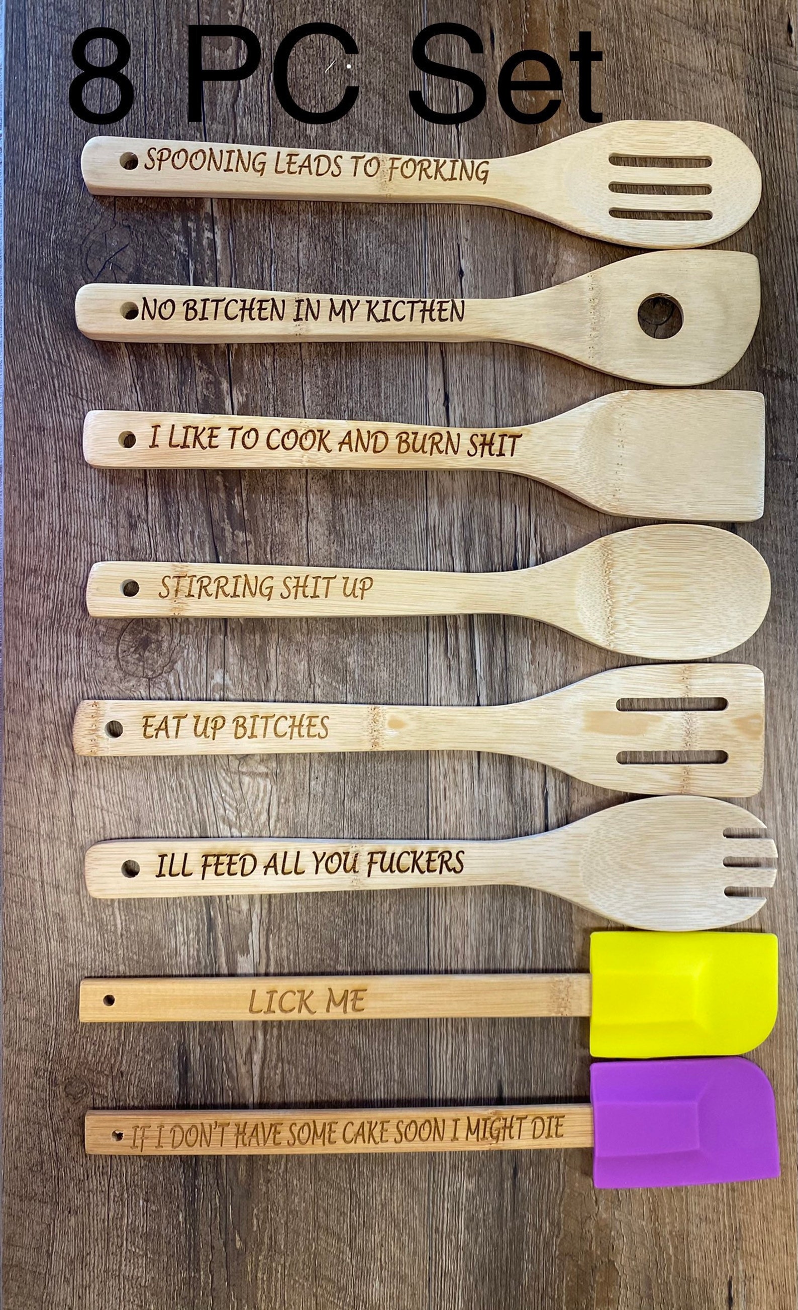 Personalized Funny Wooden Spoon Setcustom Kitchen - Etsy