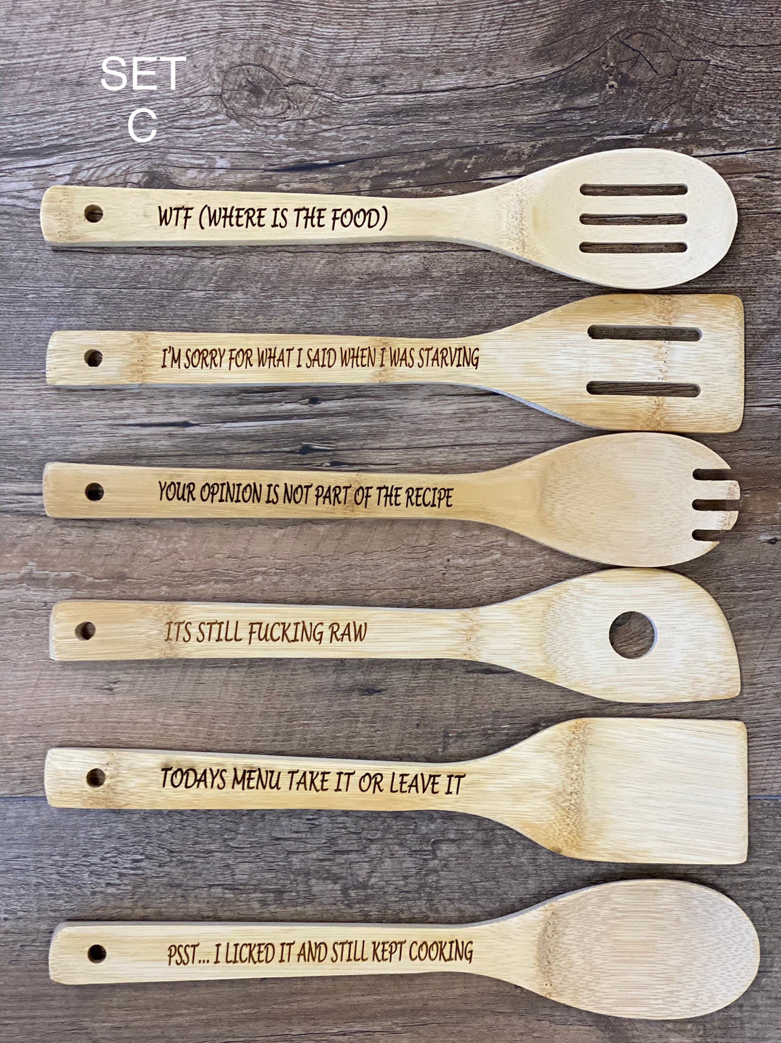 Personalized Funny Wooden Spoon Setcustom Kitchen - Etsy